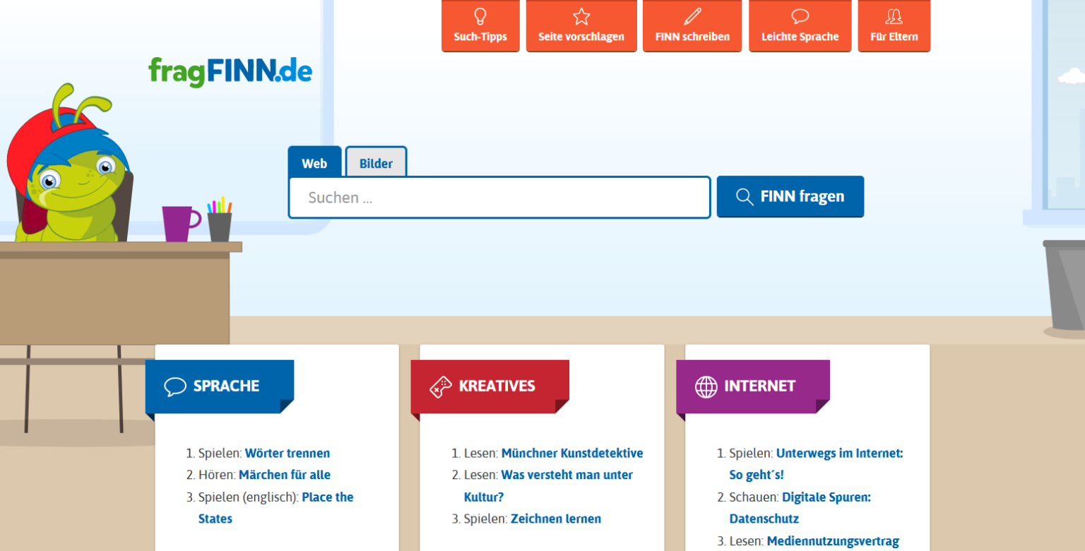 Suchmaschine im Schuleinsatz - fragFINN für Eltern